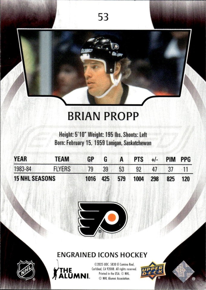 2024-25 Upper Deck Engrained Icons Mahogany #53 Brian Propp /75 | eBay