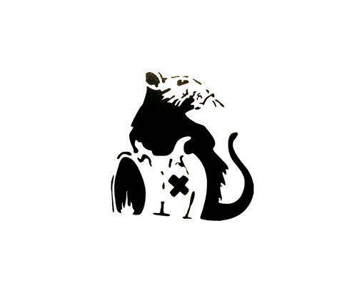 Banksy Toxic-Waste Rat BLACK vinyl decal weatherproof dishwasher-safe 3 ...