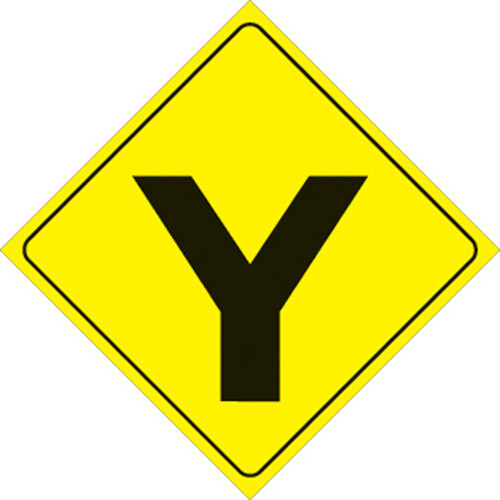 Voss Signs 437 Y YR Yellow Plastic Reflective Sign 12" - Y-Intersection ...