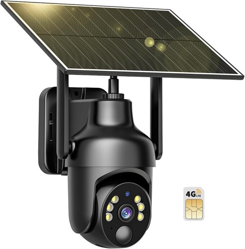 Sehmua S40 4G LTE Pan Tilt Security Camera Battery Solar Powered Camo ...