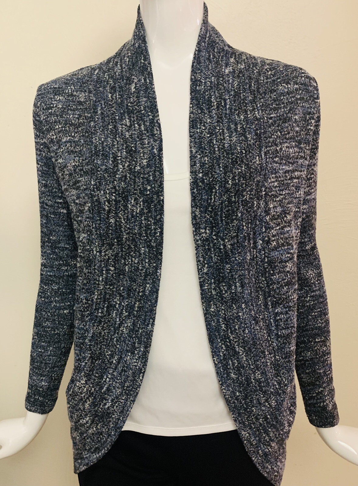 Aeropostale Women’s Long Sleeve Open Front Sweater Marled Blue Black ...