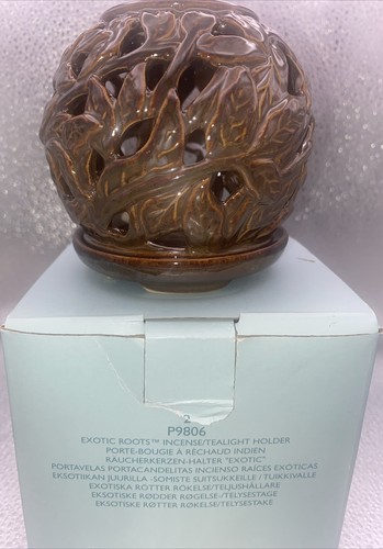 PartyLite Exotic Roots Incense/Tea light Holder Brown Bronze Retired ...