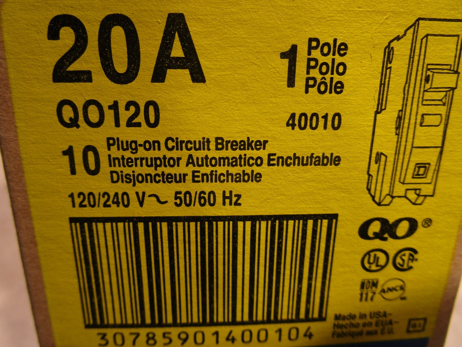 BOX OF 10 SQUARE D QO120 TYPE QO 1P 20A 120V CIRCUIT BREAKERS, Q0055 | eBay