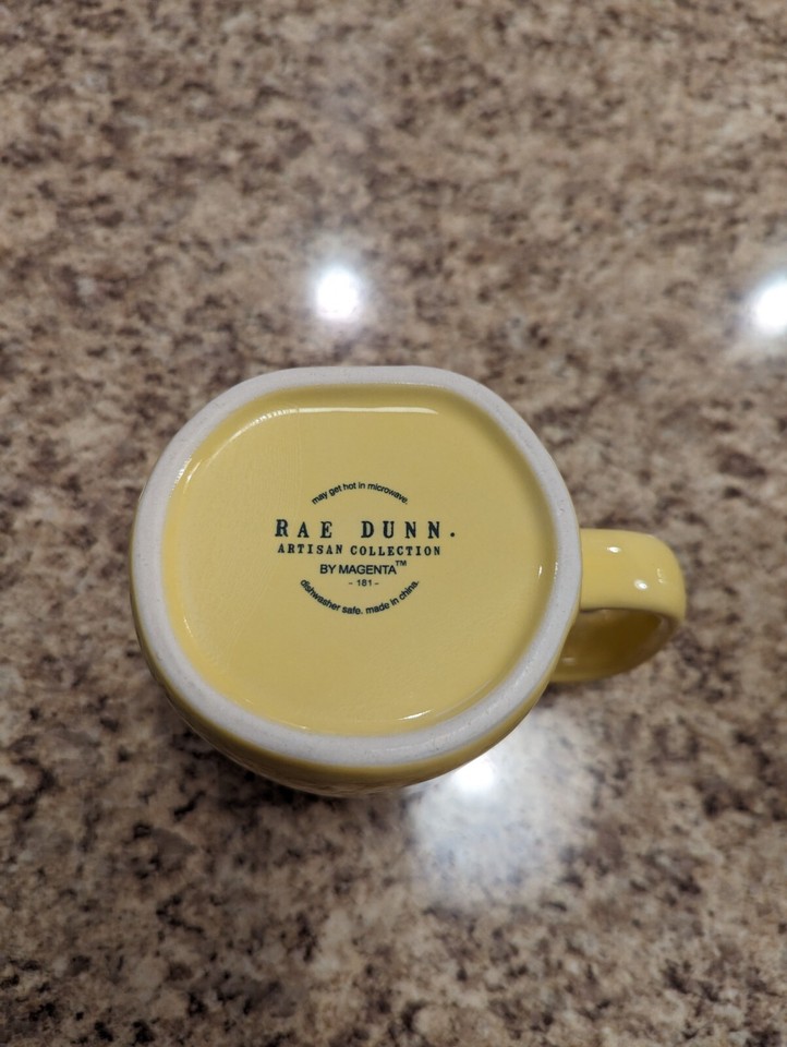 Rae Dunn By Magenta "CRACK ME UP" Yellow Ceramic Coffee/Tea Mug Black ...