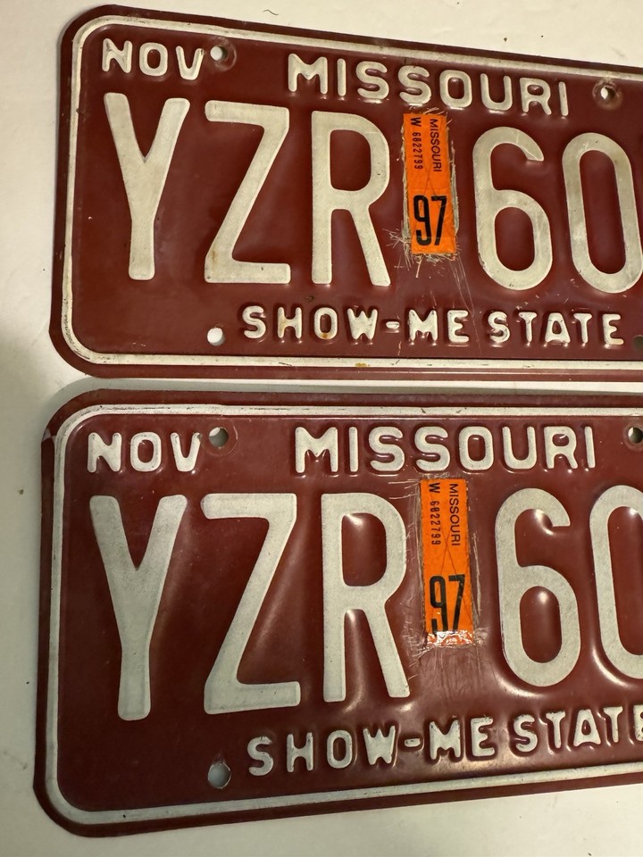 1997 Missouri License Plate Pair Tag # YZR-605 November Set Of 2 | eBay UK