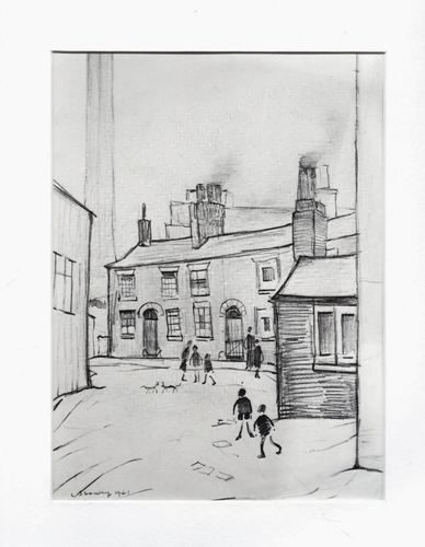L S LOWRY PENCIL DRAWING DROYLSDEN MANCHESTER STUNNING HARDBACK MOUNTED ...