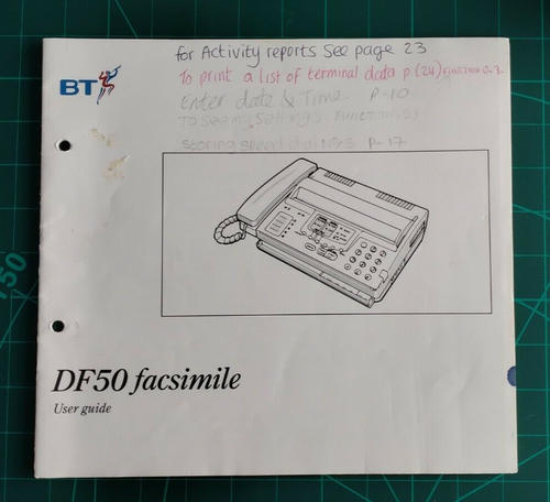 BT DF50 FACSIMILE Fax Machine Operating Instructions User Guide Manual ...