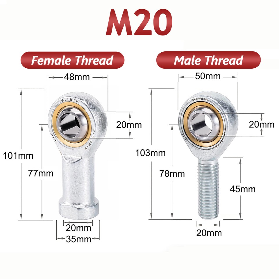 Rose Joint Male/Female Rod End Bearing Right/Left Thread M5 M6 M8 M10 ...