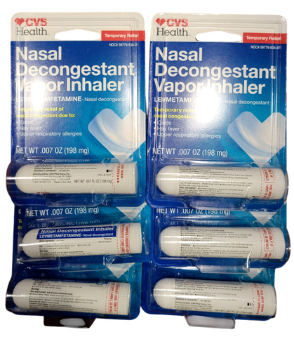 6 Pack CVS Vapor Inhaler Nasal Decongestant 0.007 oz each Exp 01/2027 ...