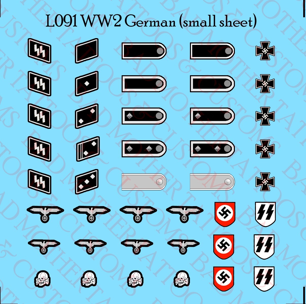 1/18 Scale Action Figure Waterslide Decals for WW2 German Soldiers ...
