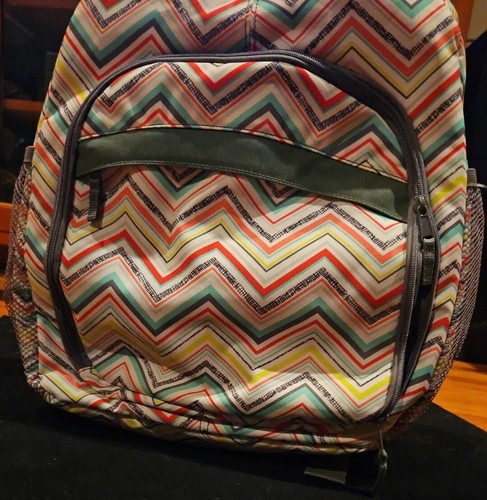 Thirty-One 31 Camera Diaper Bag Sling Backpack Chevron Pink Teal ...