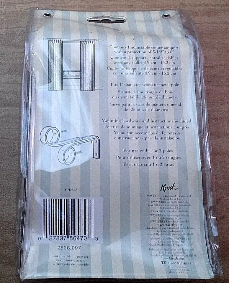 Waverly Kirsch Metal Center Support Fits 1" Pole Antique black pewter ...