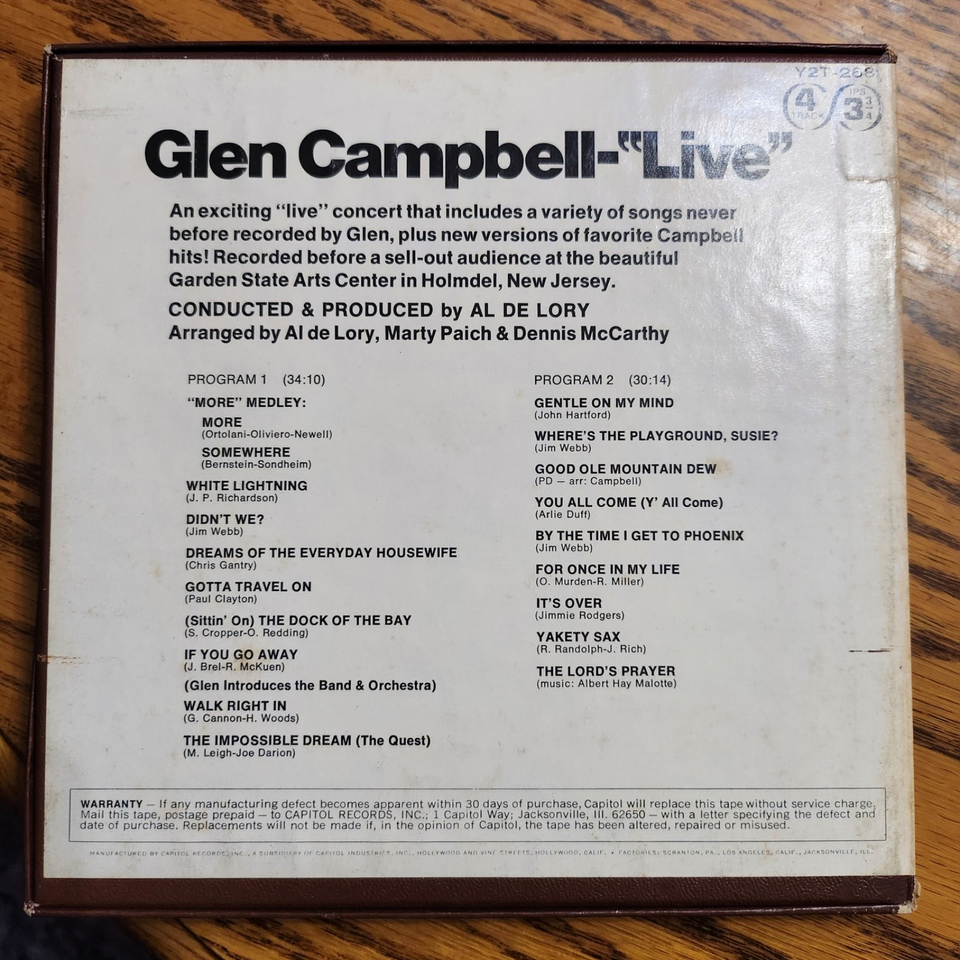 Glen Campbell "Live" at his New Jersey Concert Stereo Reel/Reel = 2 ...