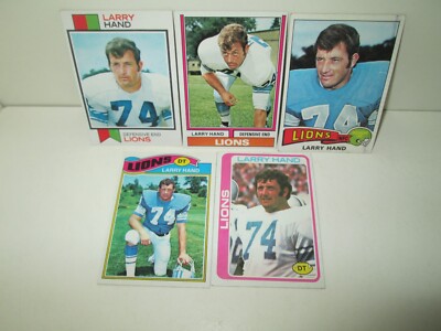 LOT OF 5 LARRY HAND 1970s Cards Rookie #93 198 42 356 264 DETROIT LIONS ...