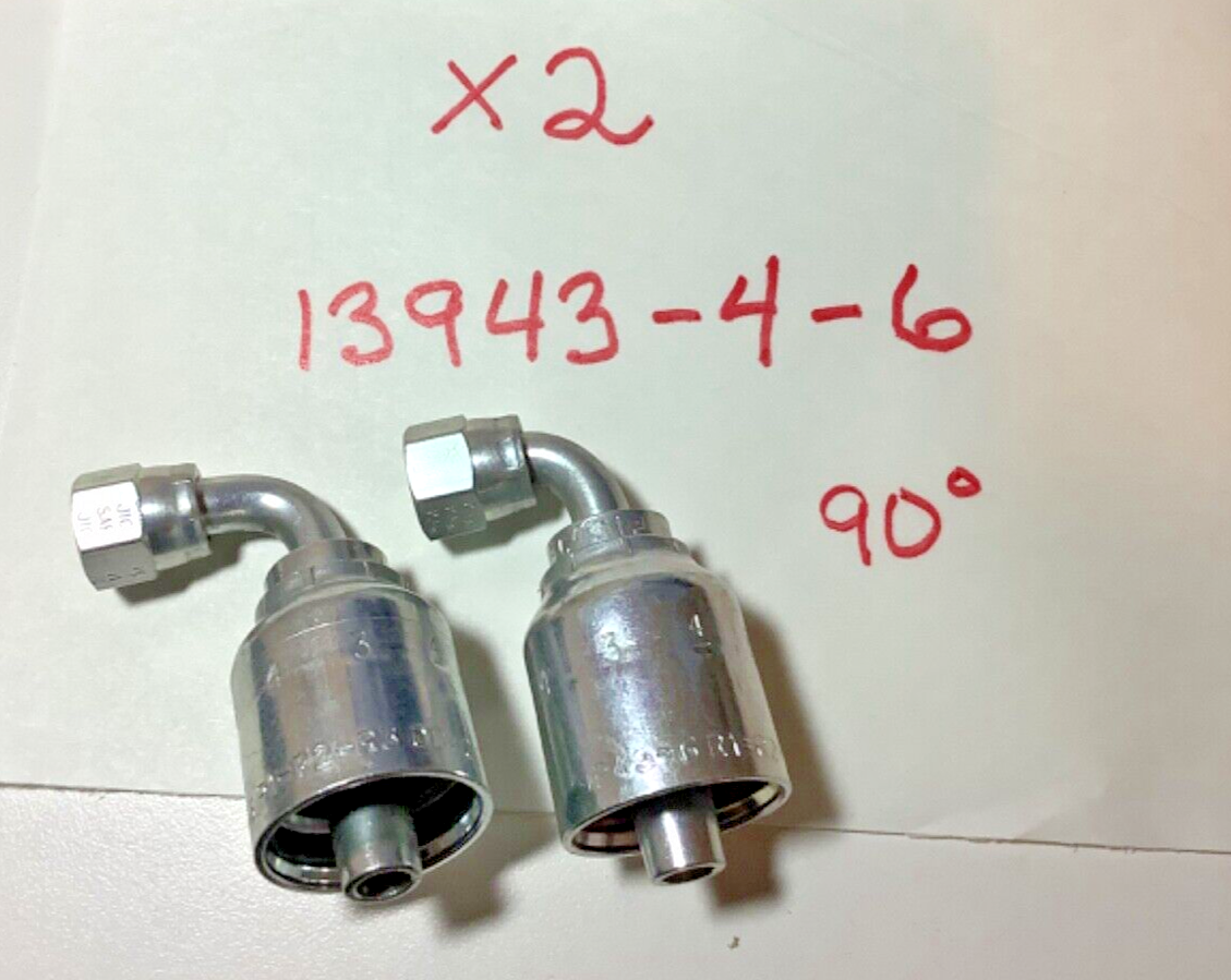 Lot Of 2 Parker 13743-4-6 Swivel 90° Fittings | eBay
