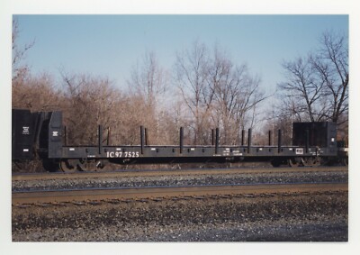 Illinois Central Bulkhead Flat Car #IC 977525 ORIGINAL 4x6 Color Photo ...
