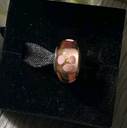 💖 Genuine Pandora Pink Flower Murano Bead Charm Brac… - Gem