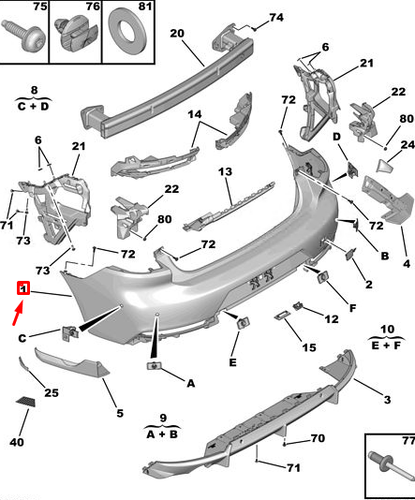 Pare-chocs arrière PEUGEOT 508 MK2 1637752480 Neuf d'origine | eBay