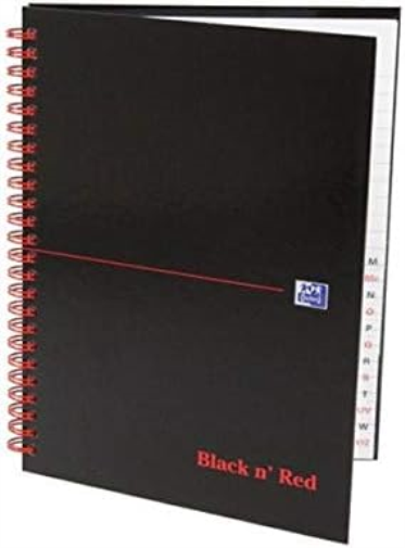 Black n Red (A5) 90g/m2 140 Pages Ruled and A-Z Indexed Wirebound ...