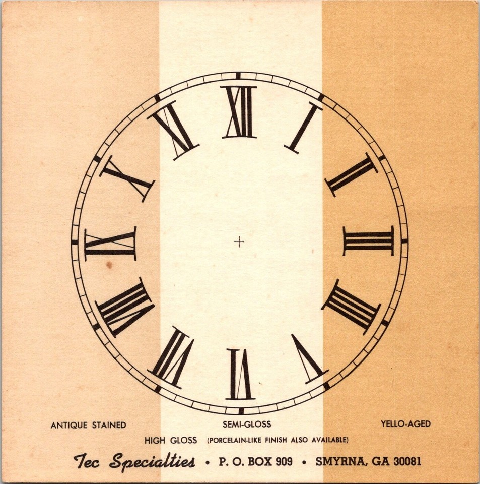 Vintage TEC SPECIALTIES Clock Dial Color Chart Cardstock Paper Ephemera ...
