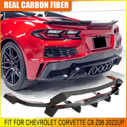 For Chevrolet Corvette C8 Z06 22+ Real Carbon Rear Bumper Diffuser Lip ...