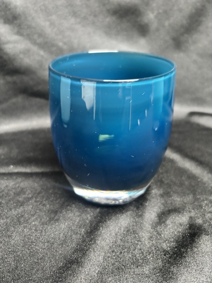 glassybaby “Skinny Dip” Dark Blue Pre-Triskelion Candle Holder 3.5 ...