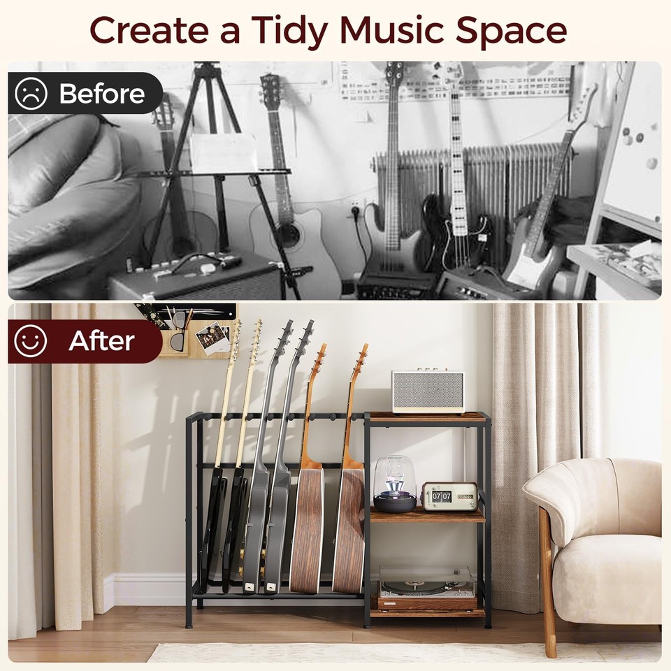 Guitar Stand, Guitar Holder for 6 String Instruments, Suitable for ...