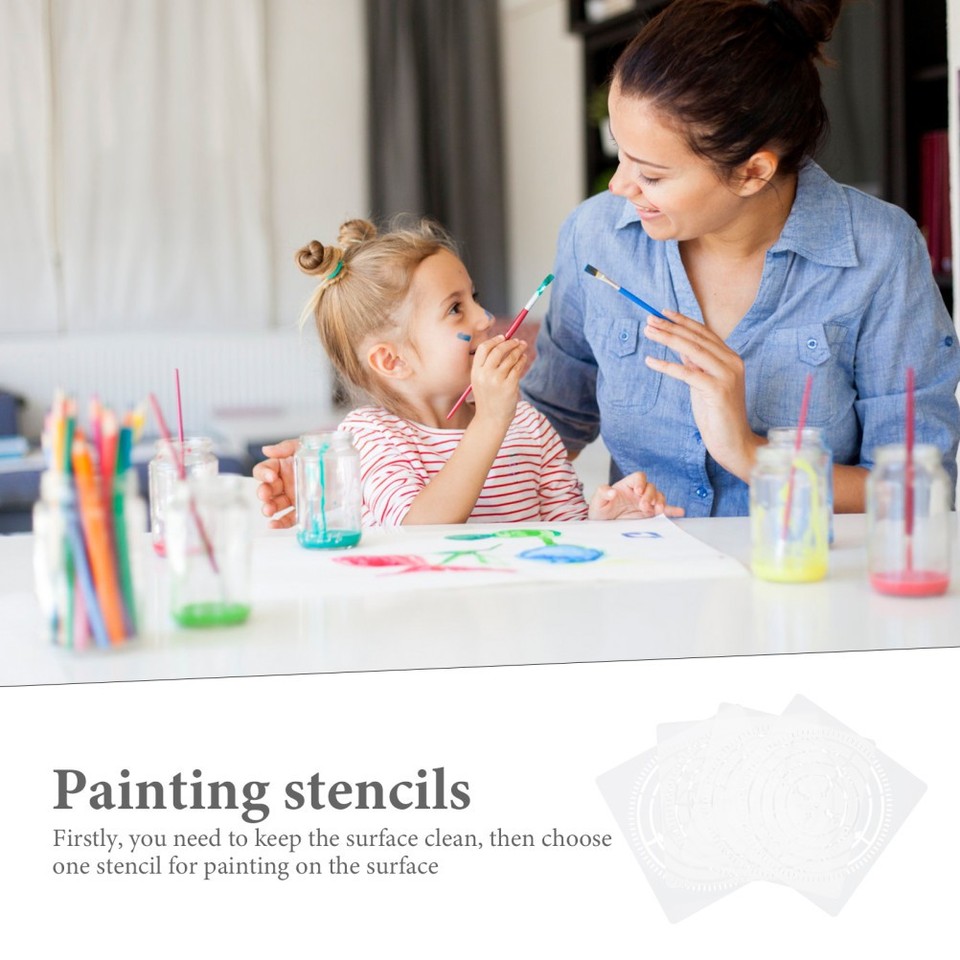 4 Sheets Geometrical Texture Stencils Dot Painting Templates Kits ...