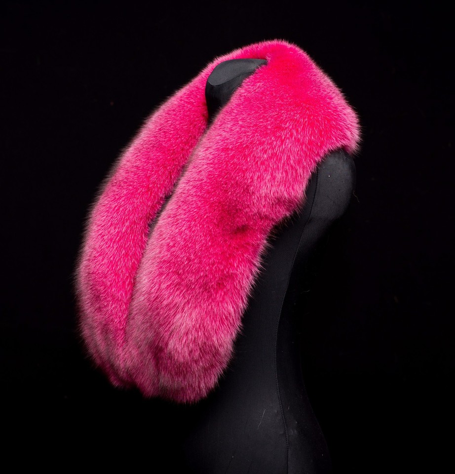 Real Saga Furs Hot Pink Fox Fur Ladies Handmade Glamurious Scarf Boa ...