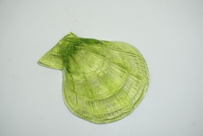 Green Glass Scalloped Clam Shell Dish | eBay