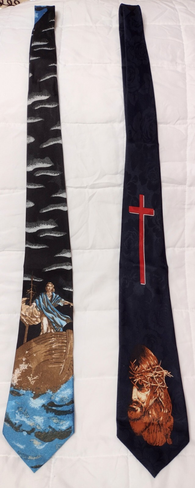 Christian Ties (2) Vintage of Jesus. Crucifixion/Cross and Walking on ...