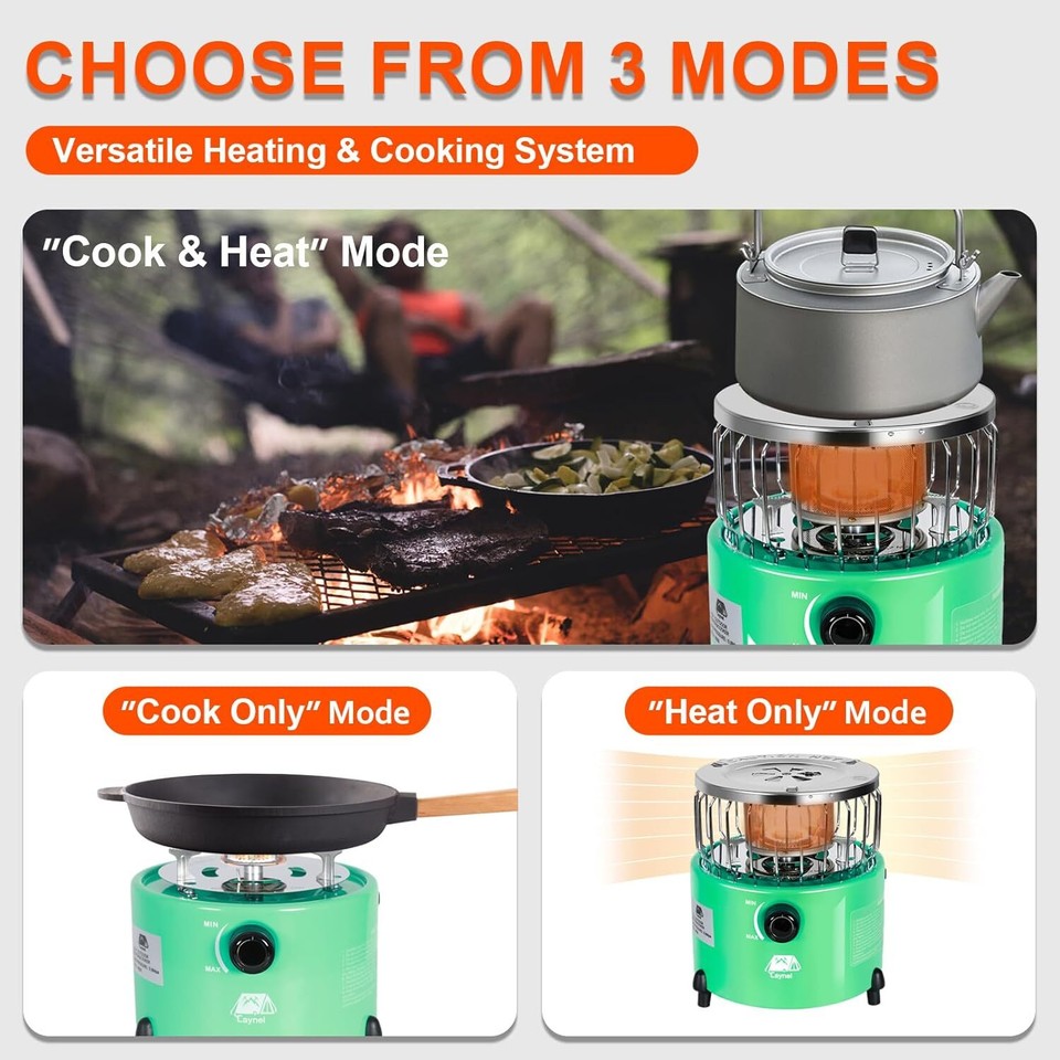 2 in 1 Portable Heater & Stove Tent Camping Outdoor Cooking Propane Gas ...