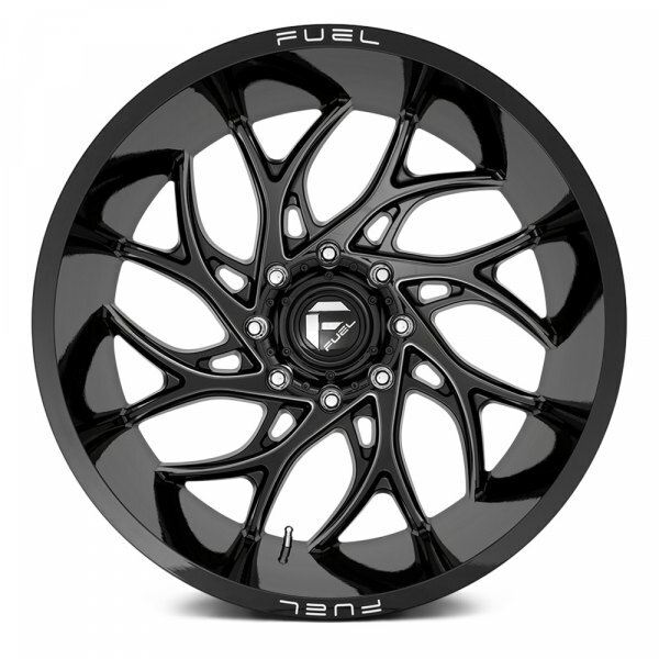 22X10 FUEL RUNNER GLOSS BLACK MILLED WHEELS RIMS 35 12.50 22 TIRES MT ...