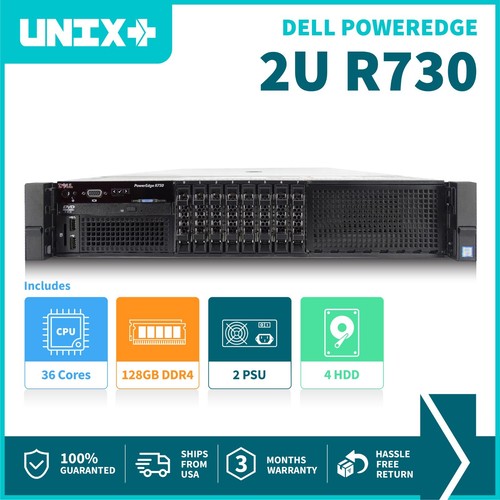 Dell R730 8x Bay Server 2x E5-2699 V3 2.30GHz = 36 Cores 128GB DDR4 4x ...