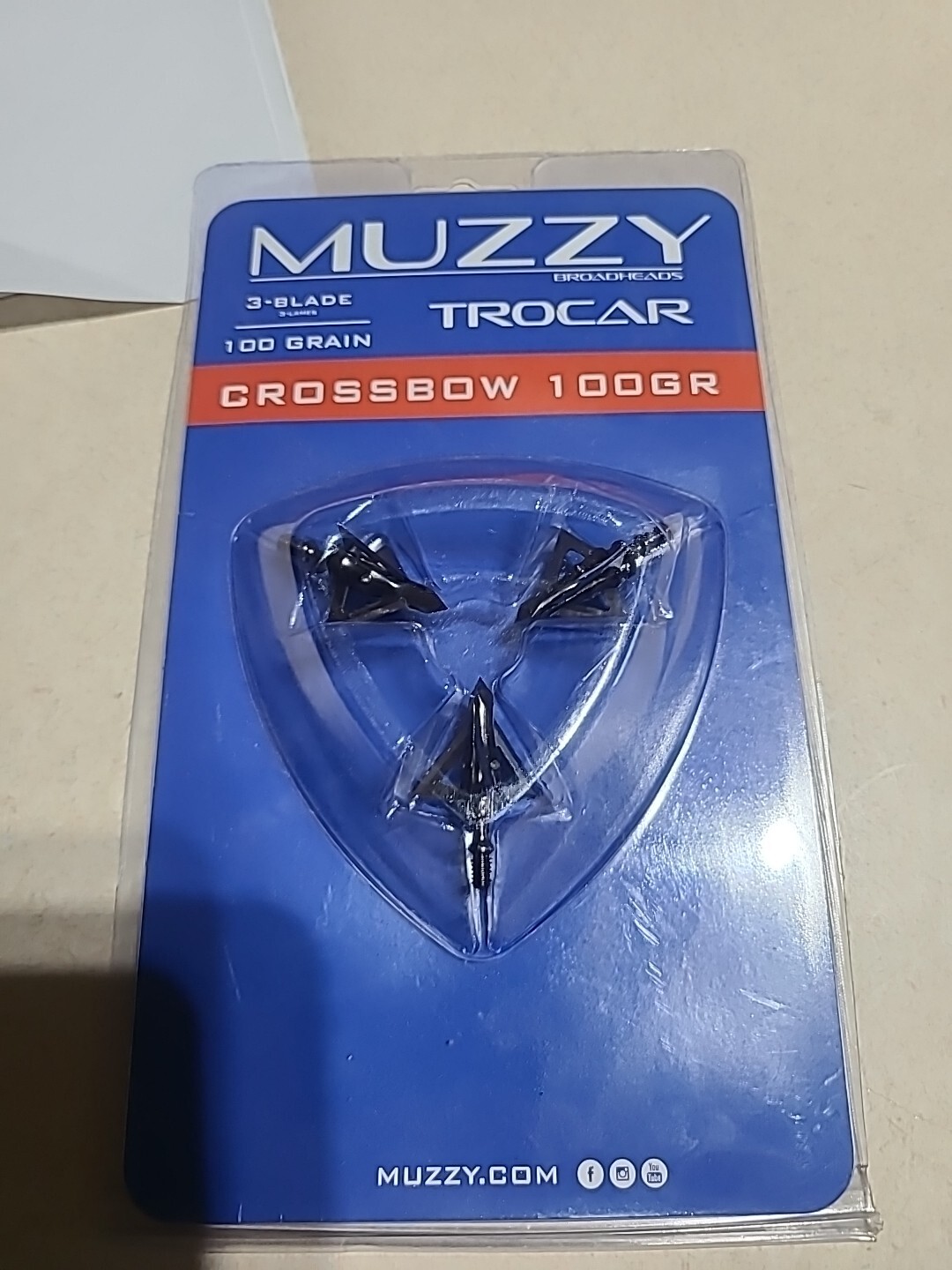 Muzzy Trocar Crossbow Broad heads 100 grain 3 blade - 3 Pack - New 100gr | eBay