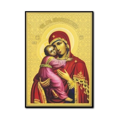 6 1/4" Traditional Orthodox Our Lady Virgin of Vladimir Gilded MDF Icon ...