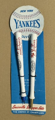 Mickey Mantle Holiday Inn Pen & Pencil Bat Set with Original Header ...