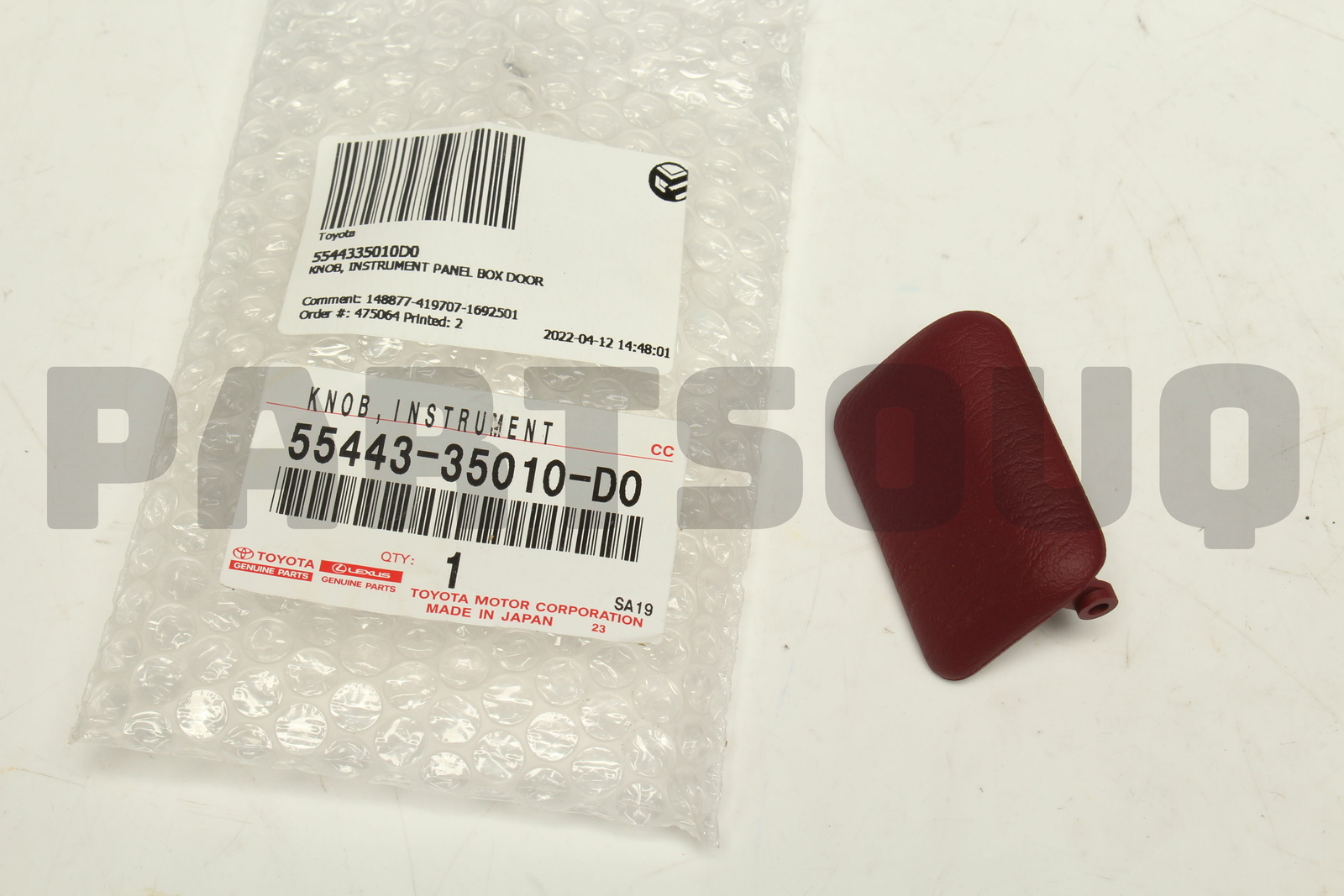 5544335010D0 Genuine Toyota KNOB, INSTRUMENT PANEL BOX DOOR 55443-35010 ...