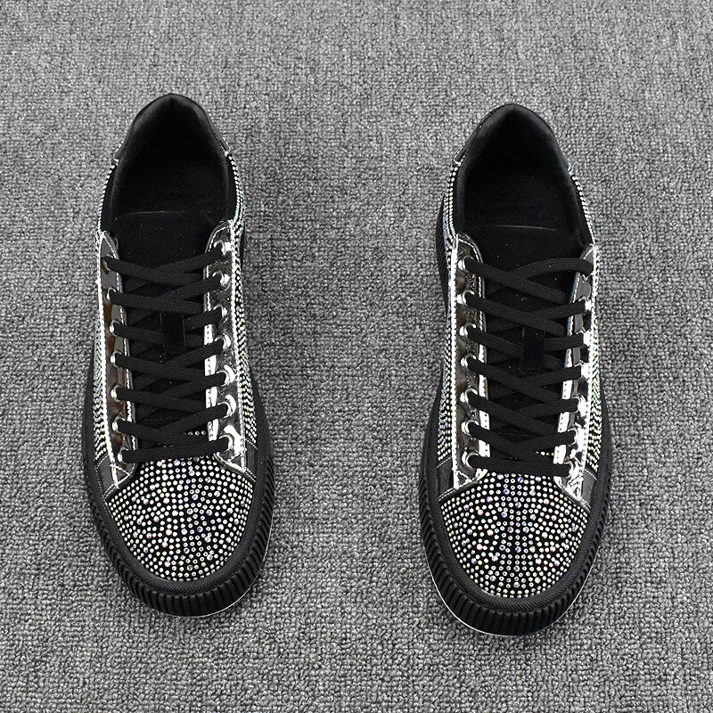 New Men Luxury Diamond Rhinestones Bear Fashion Thick Bottom Sneakers ...