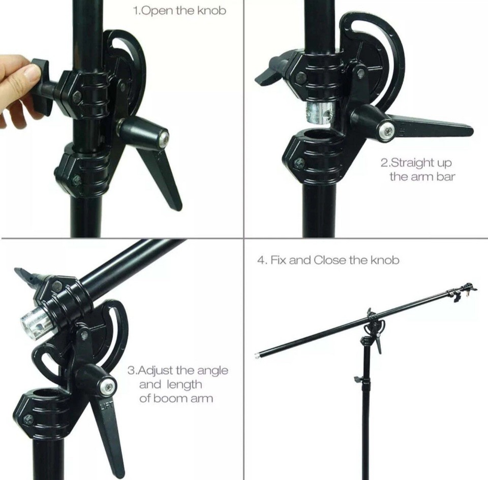 5ft Photo Studio Boom Arm Light Stand, Adjustable, Rotatable, Tripod ...