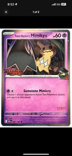 Pokemon Rocket's Mimikyu 087 Destined Rivals Prerelease Staff Promo ...