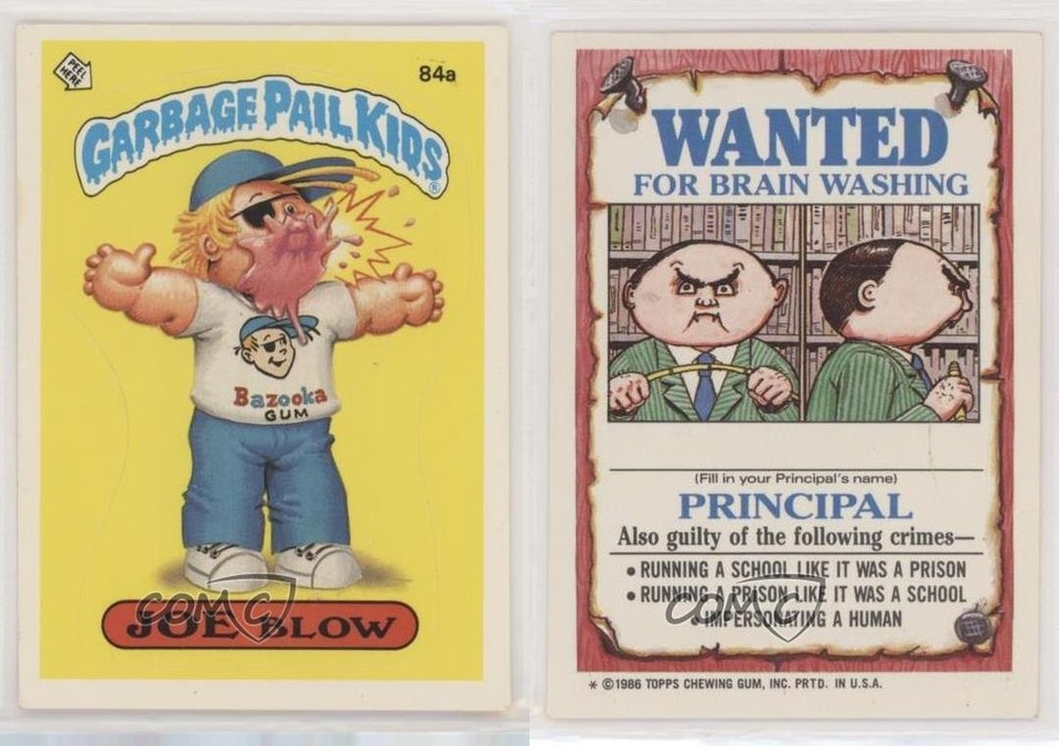 1986 Topps Garbage Pail Kids Series 3 Joe Blow (One Star Back Principal ...