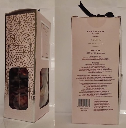 2 x Esme & Raye Oxford - Rose & Black Oud Pot Pourri - 200g - New/Boxed ...