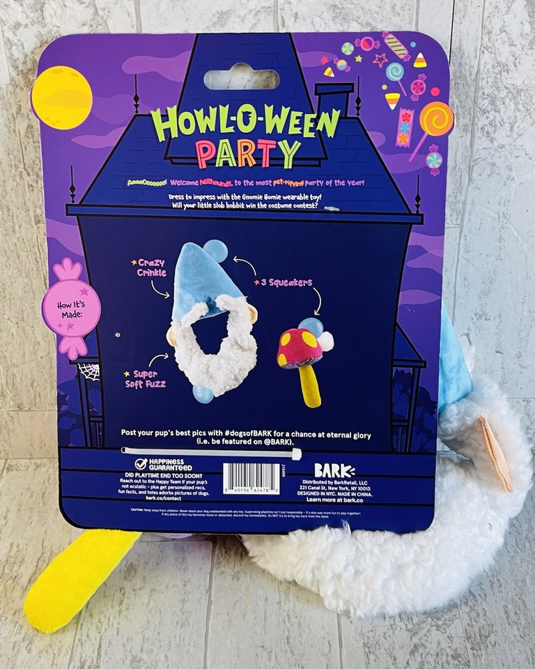 NEW Bark BarkBox Gnomie Homie Dog Toy Halloween Party Gnome Costume ...