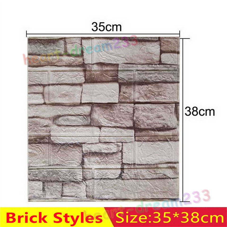 60X Large 3D Tile Brick Wall Sticker Soft Self-adhesive Waterproof Foam ...
