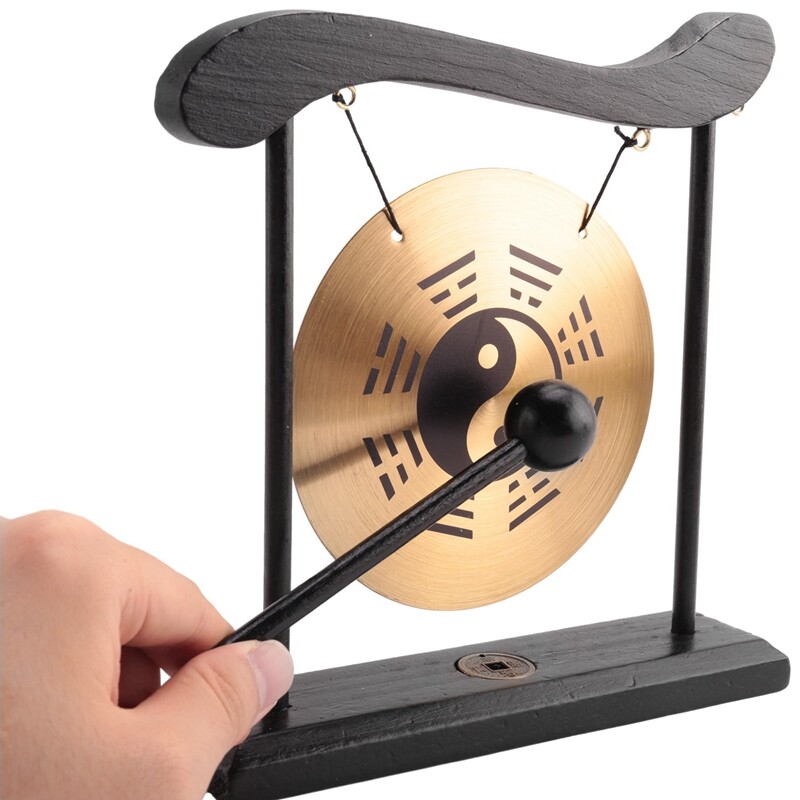 Desktop Gong - Feng Shui Brass Gong Desktop Ornament with Stand and ...