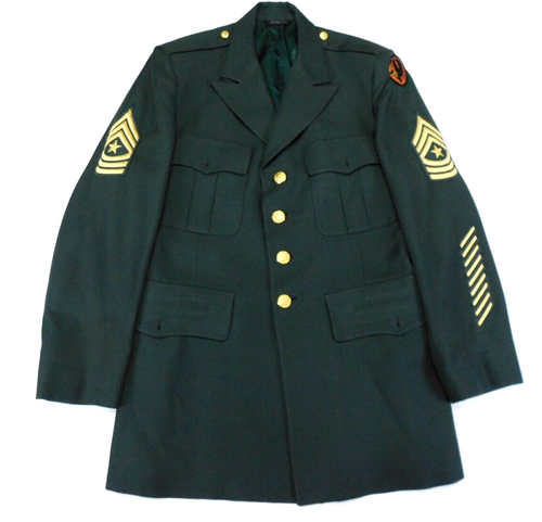 US Army Green Coat 42 SGM Aviation School Polyester Serge Vintage Dress ...