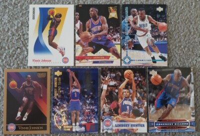 Lot of 7 Detroit Pistons, Vinnie Johnson, Lindsey Hunter, Chauncey ...