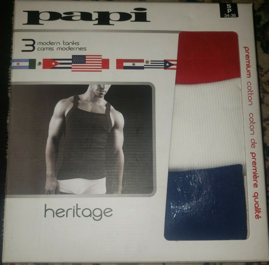 Papi 3 Modern Tanks Small Red White Blue Premium Cotton Square Neck ...