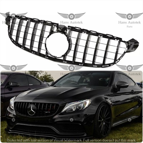 AMG GT Style Gloss Black Bumper Front Grill for Mercedes C63 C63s W205 ...